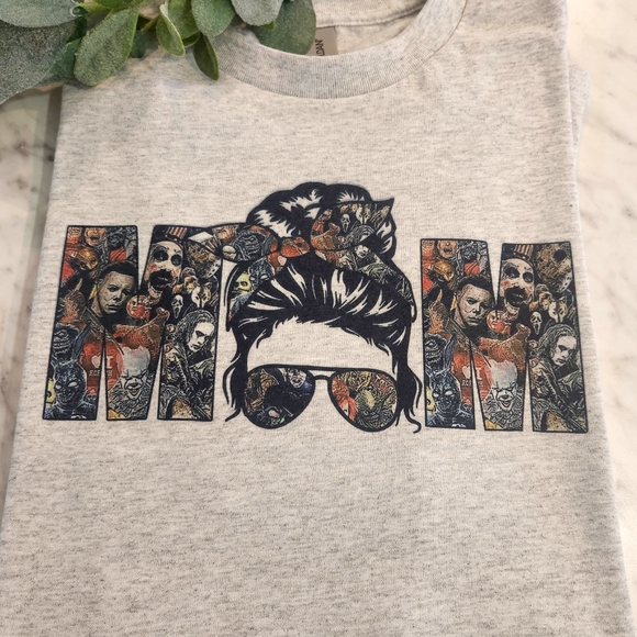 Gildan | Tops | Horror Mom Shirt Cute Popular Trending Messy Bun Scary ...